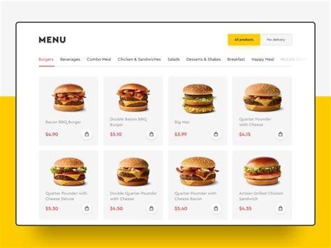 Mcdonalds Redesign Menu Menu Design Inspiration Food Website