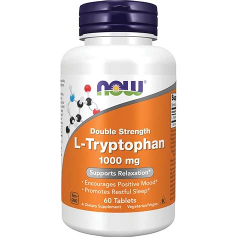 Now Foods Double Strength L Tryptophan 1 000 Mg 60 Tabs Swanson