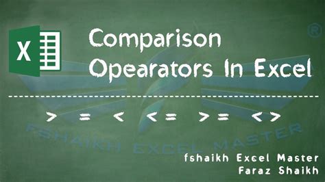 ‼️important Comparison Operators In Excel Youtube