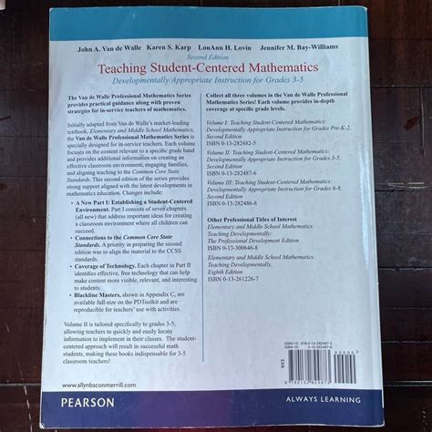 Teaching Student Centered Mathematics By John A Van De Walle Lou Ann