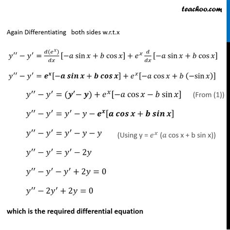 Question 5 Form Differential Equation Y Exa Cos X B Sin X