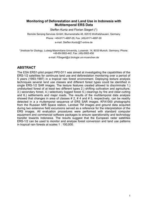 Pdf Monitoring Of Deforestation And Land Use In Indonesia With