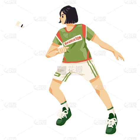 手绘 羽毛球运动人物插画9