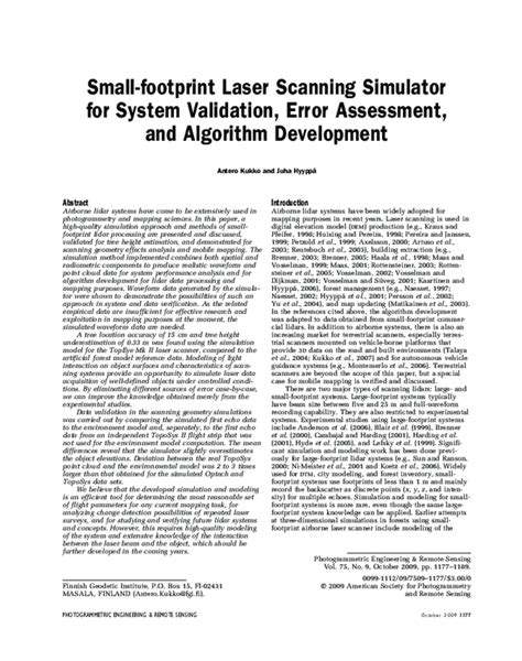 Pdf Small Footprint Laser Scanning Simulator For System Validation