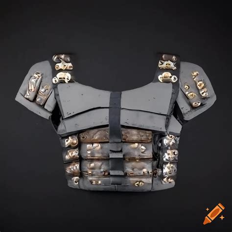 Black Leather Roman Armor With Silver Decorations And Wolf Motifs On