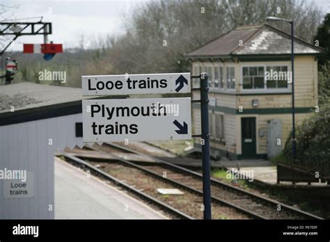 Signage At Liskeard Station Cornwall With Semaphore Signalling And