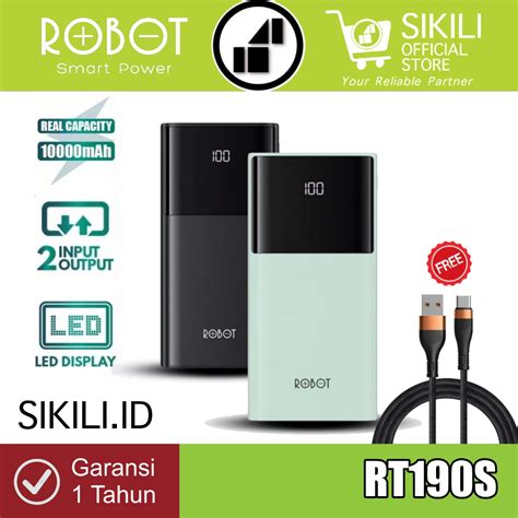 Jual Robot Power Bank RT190S 10000 MAh 2A 2 Input And Output Port Type
