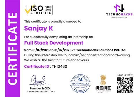 Internship Fullstackdevelopment Technohacks Webdevelopment Reactjs