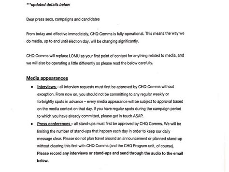 Federal Election Leaked Memo Shows Strict Rules For Anthony Albanese Campaign News Com Au