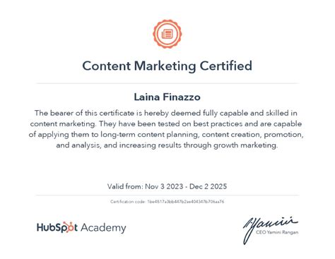 Thanks To Cynthia Tomasch And Hubspot Academy Im Proud To Announce My Content Marketing