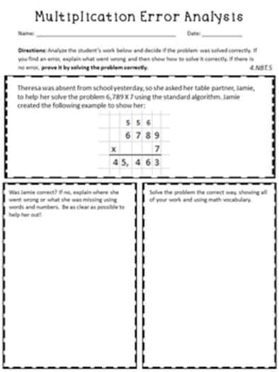 Multiplication Error Analysis Standard Algorithm By Katie Minor