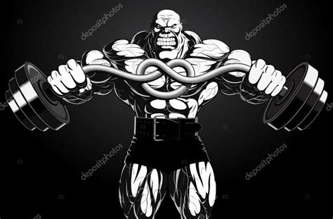 Иллюстрация культурист с штангой Культурист Иллюстрации Халк