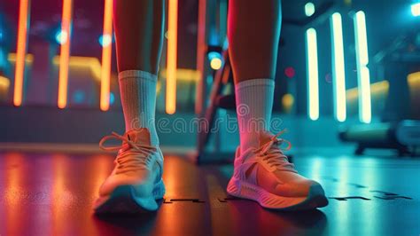 Energetic Workout Woman In Sneakers Engaged In Gym Exercise And
