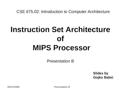 Ppt Instruction Set Architecture Of Mips Processor Presentation B