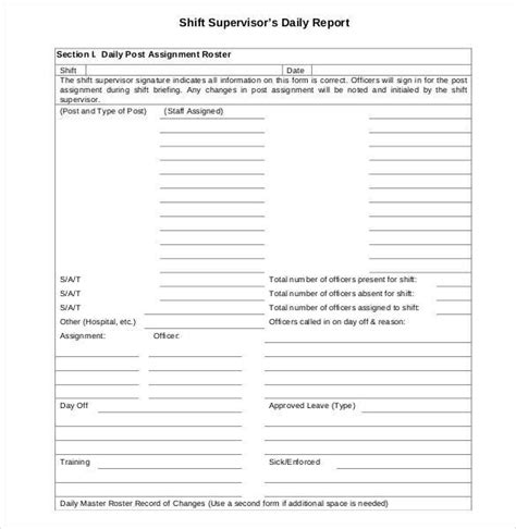 Shift Notes Template