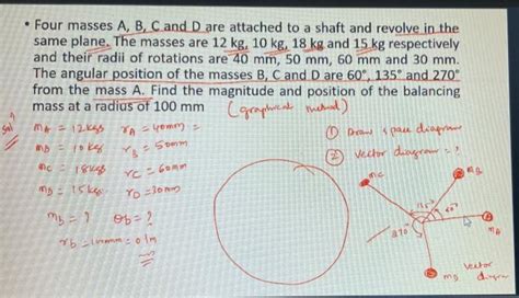 Solved Four Masses A B C And D Are Attached To A Shaft And Chegg
