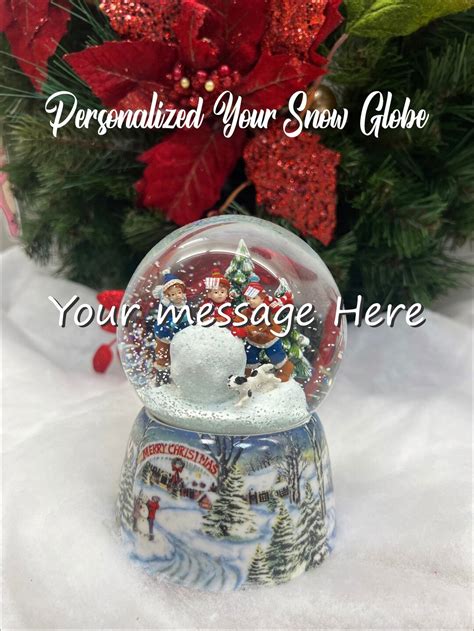 Custom Snow Globe Name Or Your Message Roman 55 Red Green And White