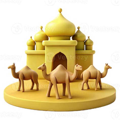3d Render Of Camels And A Dome Shaped Structure 52555277 Png