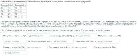 Solved The Following Processes Are Being Scheduled Using A