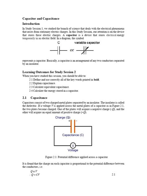 Capacitor And Capacitance Pdf Capacitance Capacitor