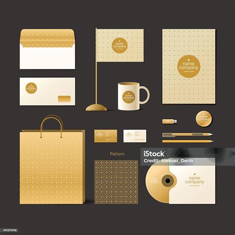 Corporate Identity Template Logo And Design Elements Golden Style Stock