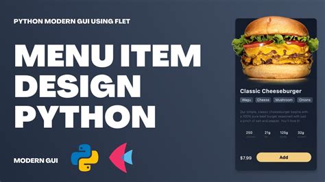 How To Build A Menu Item Using Python Flet Youtube