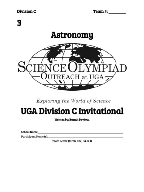 Uga Invitational 2023 In Person Astronomy Exam Pdf Stars