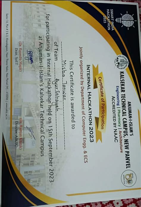 Misbah Tanwar On Linkedin Certificate Of Participation Hackathon