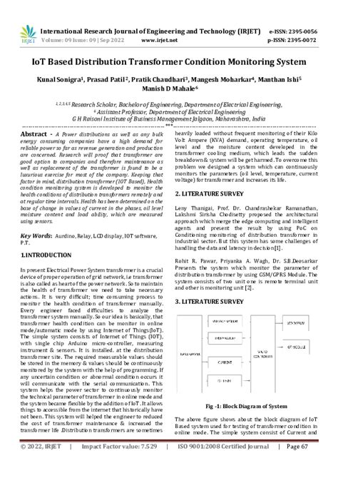 Pdf Iot Based Distribution Transformer Condition Monitoring System
