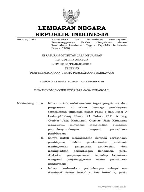 Pojk Ri Nomor 35 Pojk05 2018 Pdf