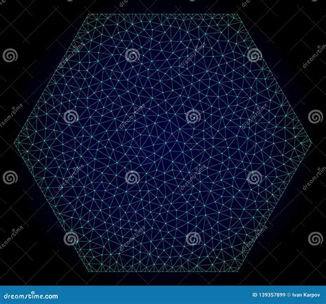 Filled Hexagon Polygonal Frame Vector Mesh Illustration Stock Vector