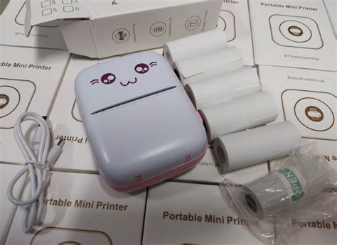 Портативный мини принтер 6 рулонів Mini Printer термопринтер карманный детский принтер термо
