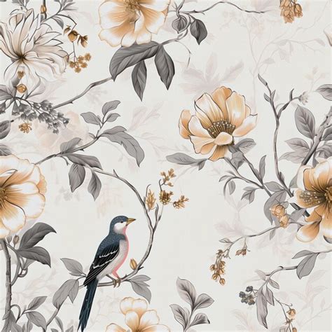 Premium Ai Image Flower Pattern Seamless Textre Fabric Wallpaper