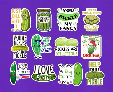 Funny Pickle Sticker Pack Set Of 12 Pickle Stickers Pickle T For