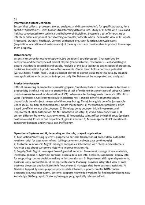Information System And Data Management Theory Docsity