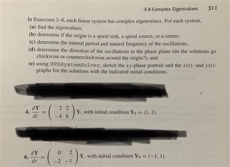 Solved 34 Complex Eigenvalues 311 In Exercises 3 8 Each