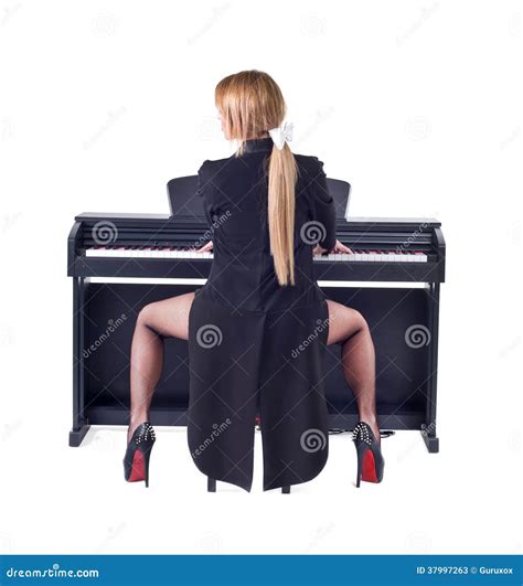 Beautiful Blond Girl Playing Piano Stock Image Image Of Opening Glow