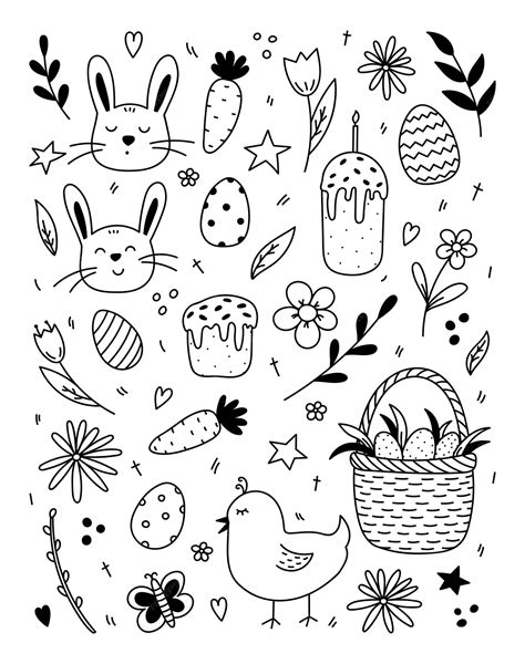 Premium Vector Set Of Cute Easter Doodles Chickens Rabbits Easter