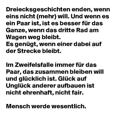 Dreiecksgeschichten Enden Wenn Eins Nicht Mehr Will Und Wenn Es Ein