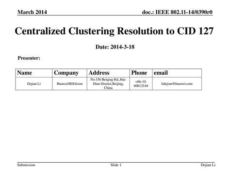 Centralized Clustering Resolution To Cid Ppt Download