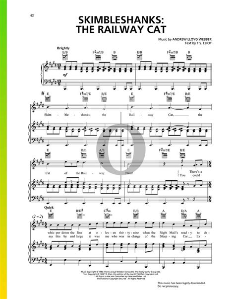 Skimbleshanks The Railway Cat Andrew Lloyd Webber Piano Sheet Music