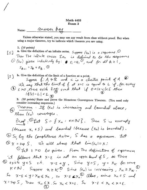 5 Solved Questions In Introduction To Analysis I Exam 2 Math 4433 Docsity