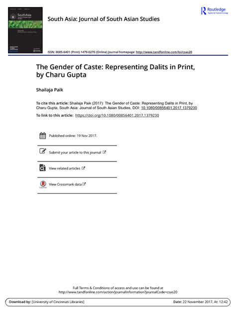 The Gender Of Caste Charu Gupta Full Terms And Conditions Of Access And