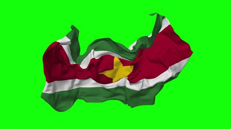 Suriname Flag Seamless Looping Flying In Wind Looped Bump Texture Cloth Waving Slow Motion