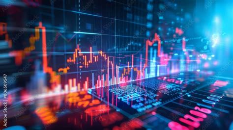 Financial Growth Chart For Stock Market Investment Trading Closeup