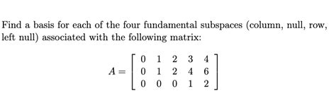 solved find a basis for each of the four fundamental