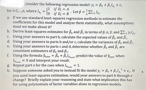Consider the following regression model: | Chegg.com