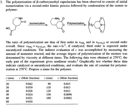 Solved The Polymerization Of β Carboxymethyl Caprolactam Has
