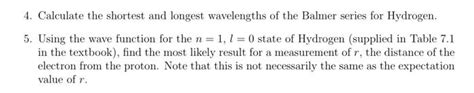 Solved Calculate The Shortest And Longest Wavelengths Of Chegg