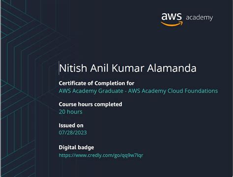 Anil Kumar Alamanda On Linkedin Aws Awsacademy Cloudfoundations Certification Cloudcomputing